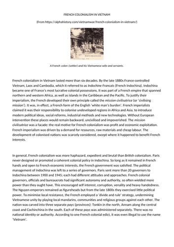 How did French colonial rule contribute to the Vietnam war? (AQA ...