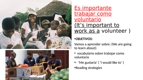 Es impoortante trabajar como voluntario | Teaching Resources