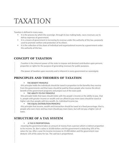 TAXATION | Teaching Resources