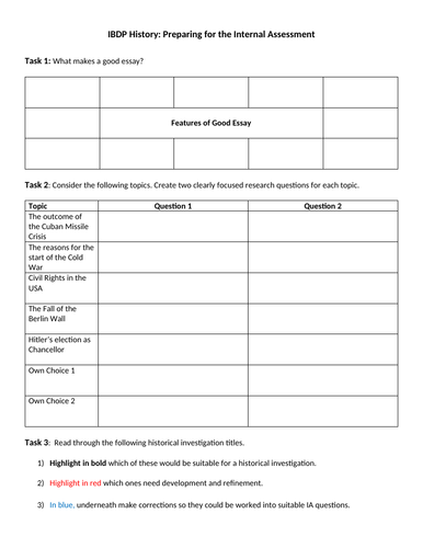 IBDP History: Introducing the IA | Teaching Resources