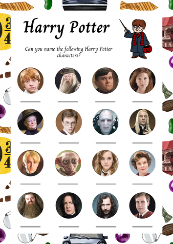 Harry Potter Name the Characters - Quiz / Game Sheet and Answers ...