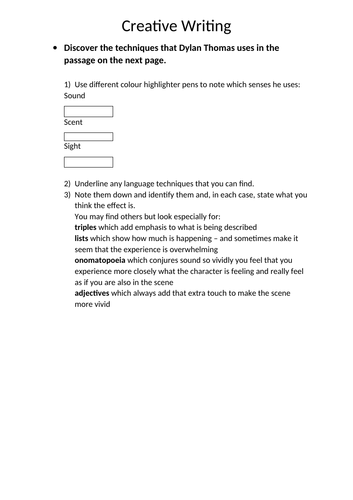 Creative Writing description inspiration | Teaching Resources