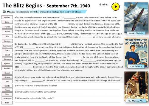 The Blitz - Home Front - Intro Pack | Teaching Resources