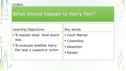 Year 8/9: Was it right to shoot Harry Farr? | Teaching Resources