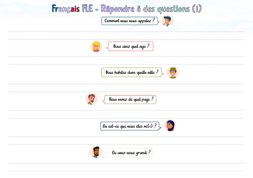[French] Answer 24 questions (landscape format) - "Répondre à des ...