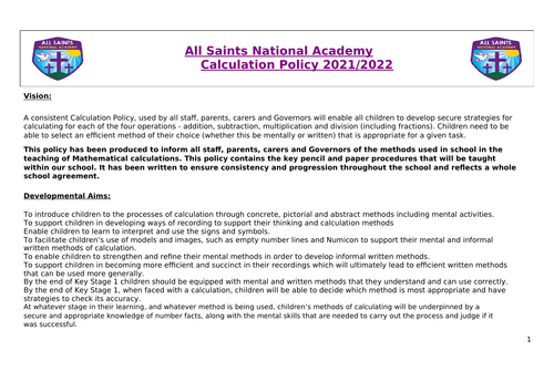 Calculation policy across the primary years | Teaching Resources