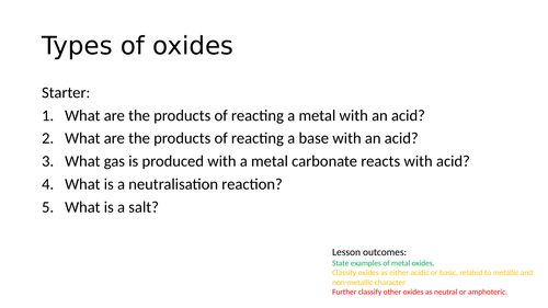 Types of oxides | Teaching Resources