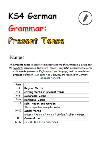 German KS4: Present Tense for GCSE | Teaching Resources