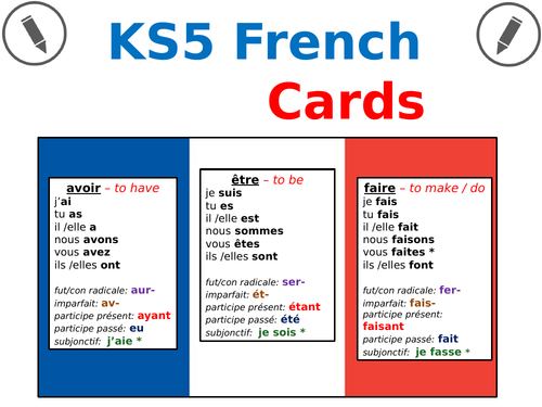 French KS5: Verb Cards for A Level | Teaching Resources