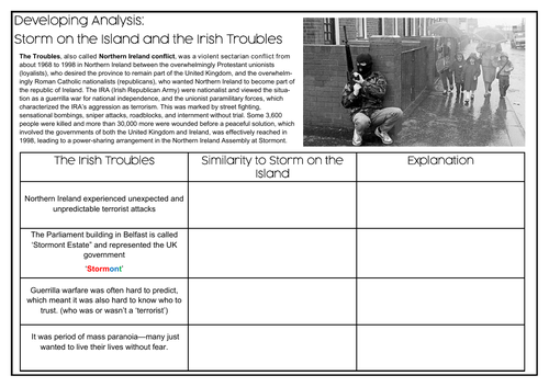 Storm on the Island - A3 worksheet - GCSE Literature AQA | Teaching ...