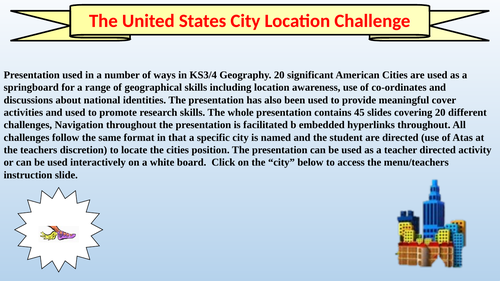 The United States City Challenge | Teaching Resources