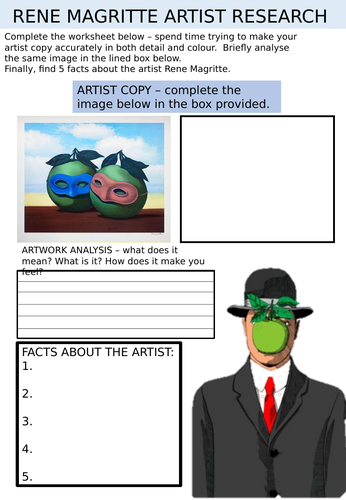Rene Magritte Artist Research Homework Teaching Resources