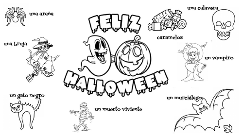 Feliz Halloween Colouring Page - Spanish | Teaching Resources