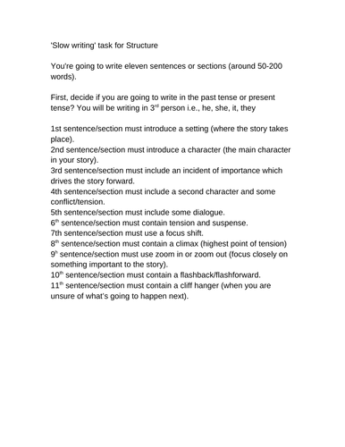 GCSE English Language 9-1 Structure Slow Writing Task | Teaching Resources