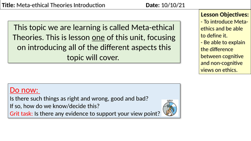 Ethical Language: Meta-Ethics Introduction | Teaching Resources