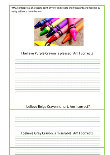 The Days the Crayons Quit Feelings | Teaching Resources