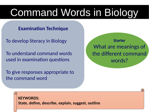 Command Words in Biology | Teaching Resources