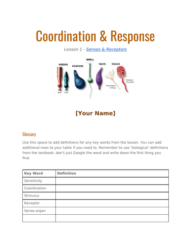 Coordination and Response - Biology (I)GCSE: teacher ppt and student ...