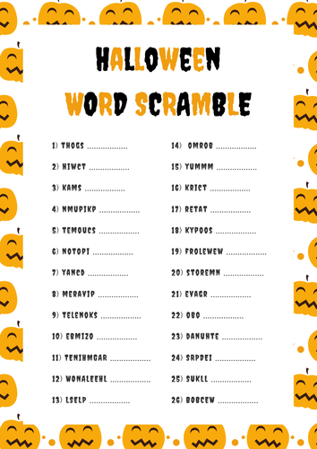 Halloween Word Scramble Spooky Game, Unscramble the Letters | Teaching ...
