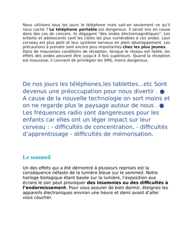 A level French Language GCE discussing 'les jeunes et leur portables ...