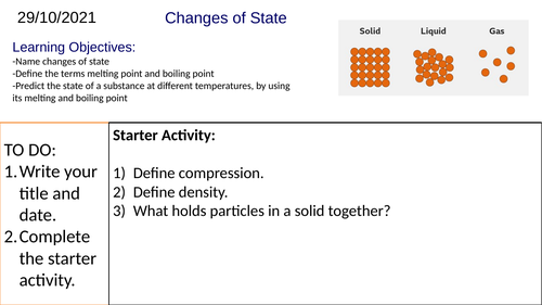 KS3 Chemistry Changes of State: Complete Lesson | Teaching Resources