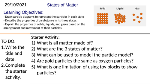 KS3 Chemistry States of Matter: Complete Lesson | Teaching Resources