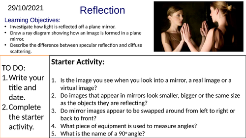 KS3 Physics Reflection: Complete Lesson | Teaching Resources