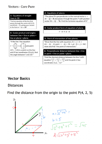 Edexcel AS level Further Maths Chapter 9 Vectors | Teaching Resources