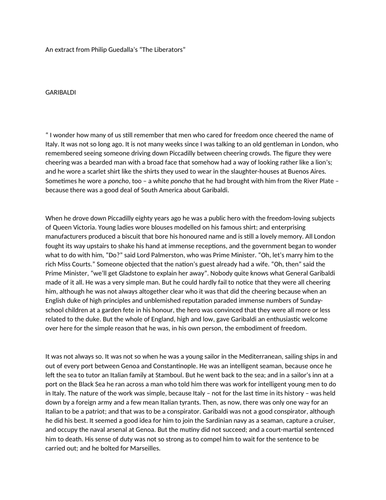 A LEVEL HISTORY - GRIBALDI an extract from "The Liberators" by Philip ...