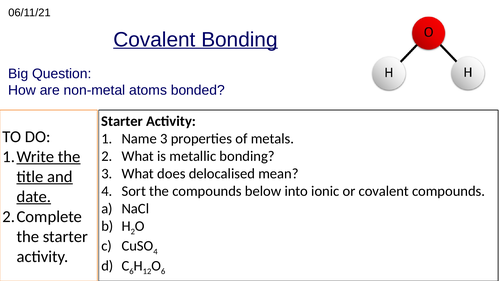 GCSE Chemistry Covalent Bonding: Complete Lesson | Teaching Resources