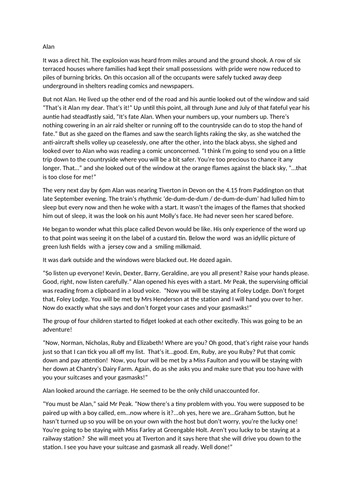 Short story about WW2 children evacuees written by Johnnie Young ...