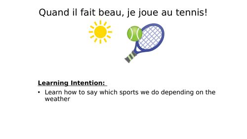 Qu'est-ce que tu fais quand il fait beau? | Teaching Resources
