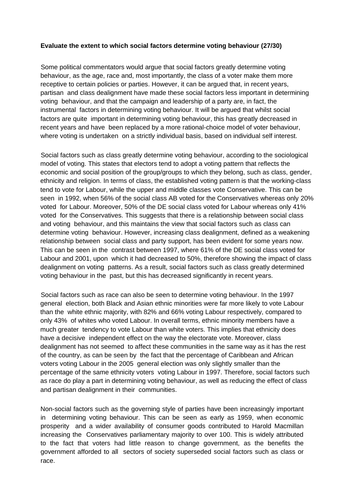 A-Level UK Politics A* Essay | Teaching Resources