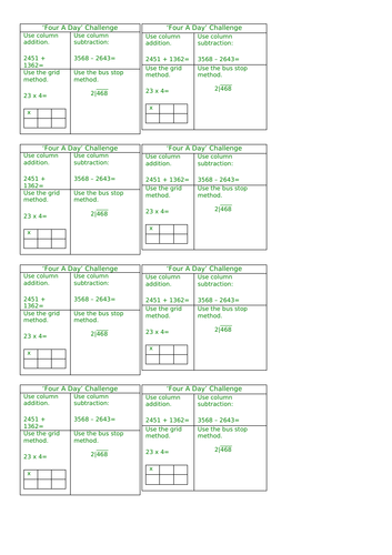 Ks2 Primary Maths Retrieval Practise (4 a day - Differentiated) Mini ...