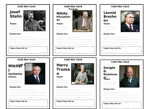 Cold War Character Cards | Teaching Resources