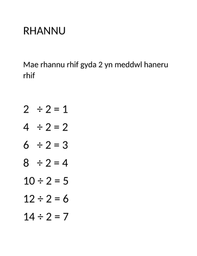 An introduction to DIVISION KS2 early years maths ; lesson plan ...