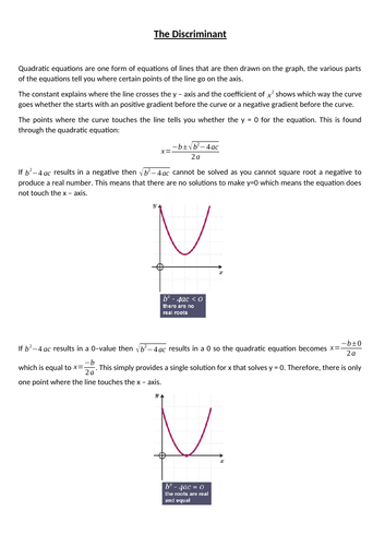 The Discriminant | Teaching Resources