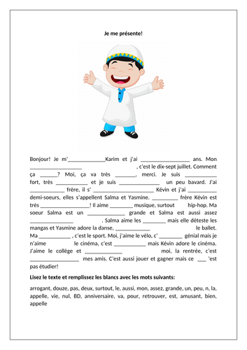 Je me présente / Personal details | Teaching Resources