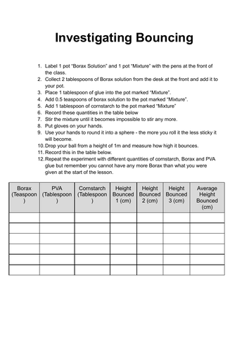 Making and Investigating Bouncing Balls - A Practical | Teaching Resources