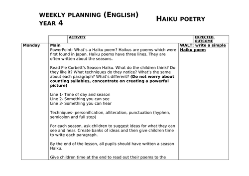 writing Haiku poetry about the seasons year 4 | Teaching Resources