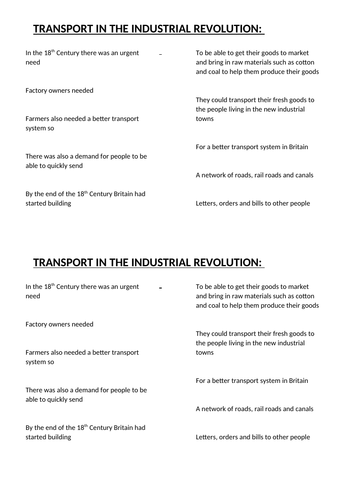 Transport in the Industrial Revolution | Teaching Resources