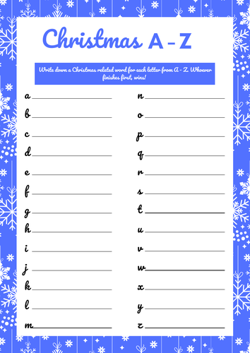Christmas A-Z Game/Quiz | Teaching Resources