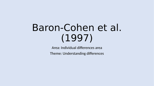 Baron-Cohen (1997) Theory of Mind - Powerpoint and workbook | Teaching ...