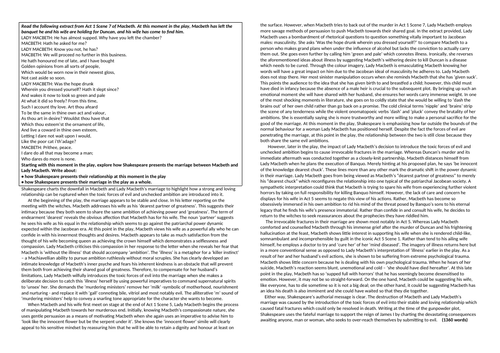 Grade 9 response Macbeth and Lady Macbeth's marriage/relationship ...
