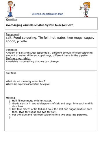 Science planning investigation sheet KS2 Editable Example | Teaching ...
