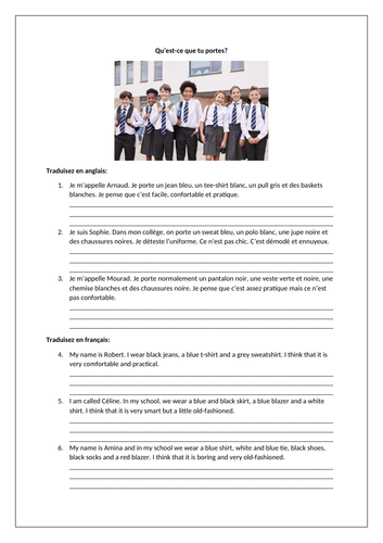 Dynamo 1 - Module 2 - Qu’est-ce que tu portes? - Page 39 - Worksheet ...