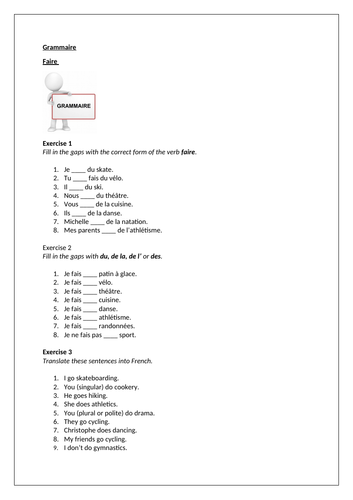 Faire (Present tense) | Teaching Resources