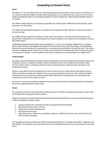 Early years computing resources