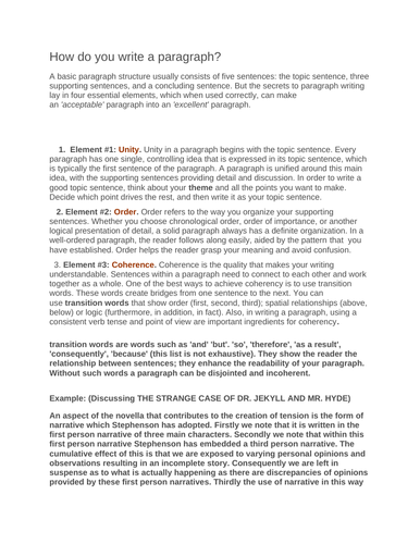 English Literature GCSE HOW DO YOU WRITE A PARAGRAPH? | Teaching Resources