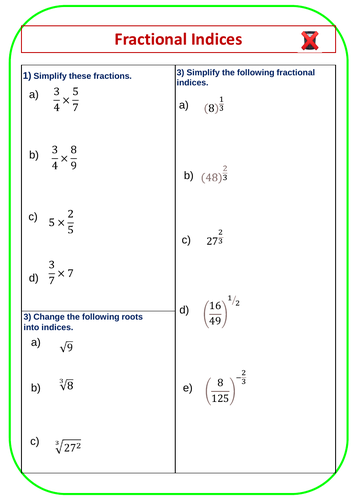 Revising indices: arithmetic | Teaching Resources
